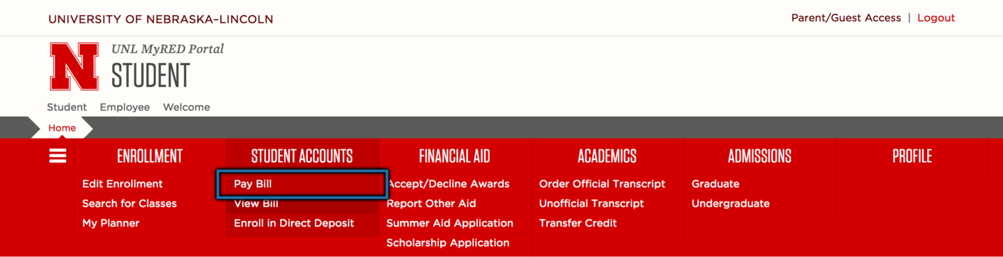 Access and Pay My Bill Online | Student Accounts | Nebraska