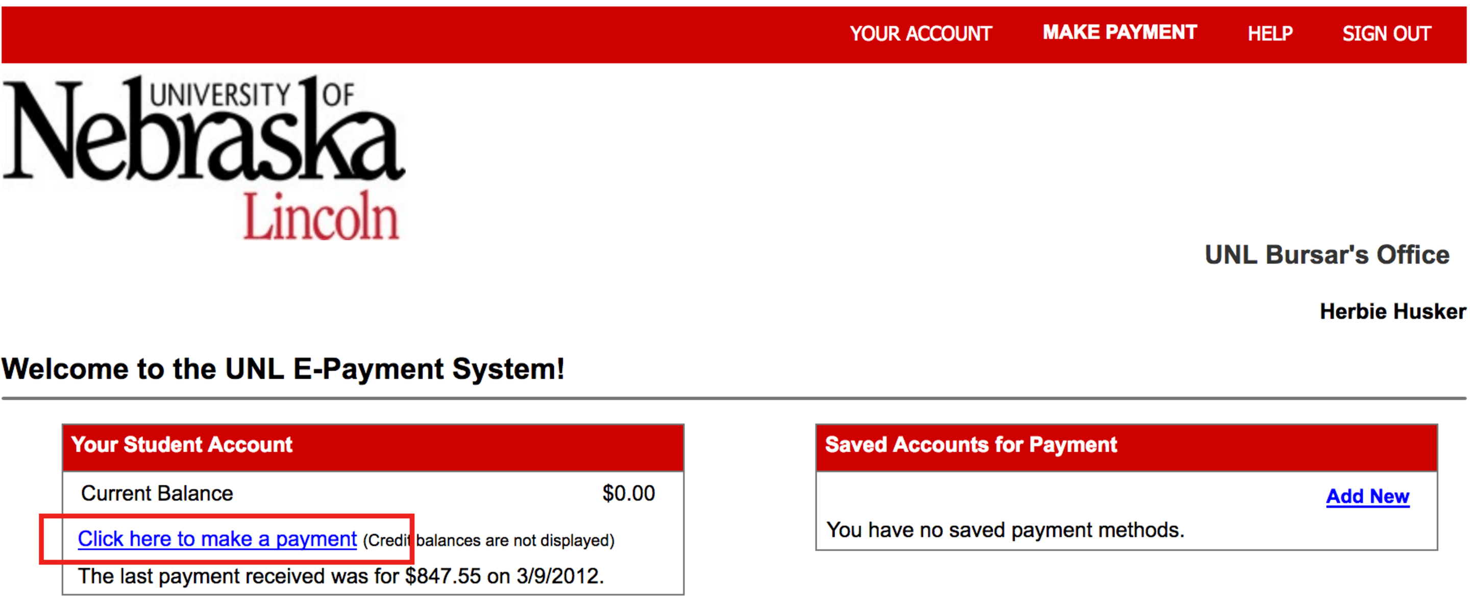 Access and Pay My Bill Online | Student Accounts | Nebraska